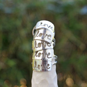 Cursive Love Ring - Hand Sawed Love Word Ring - Love Note Ring - Unique Gift for Her for ...