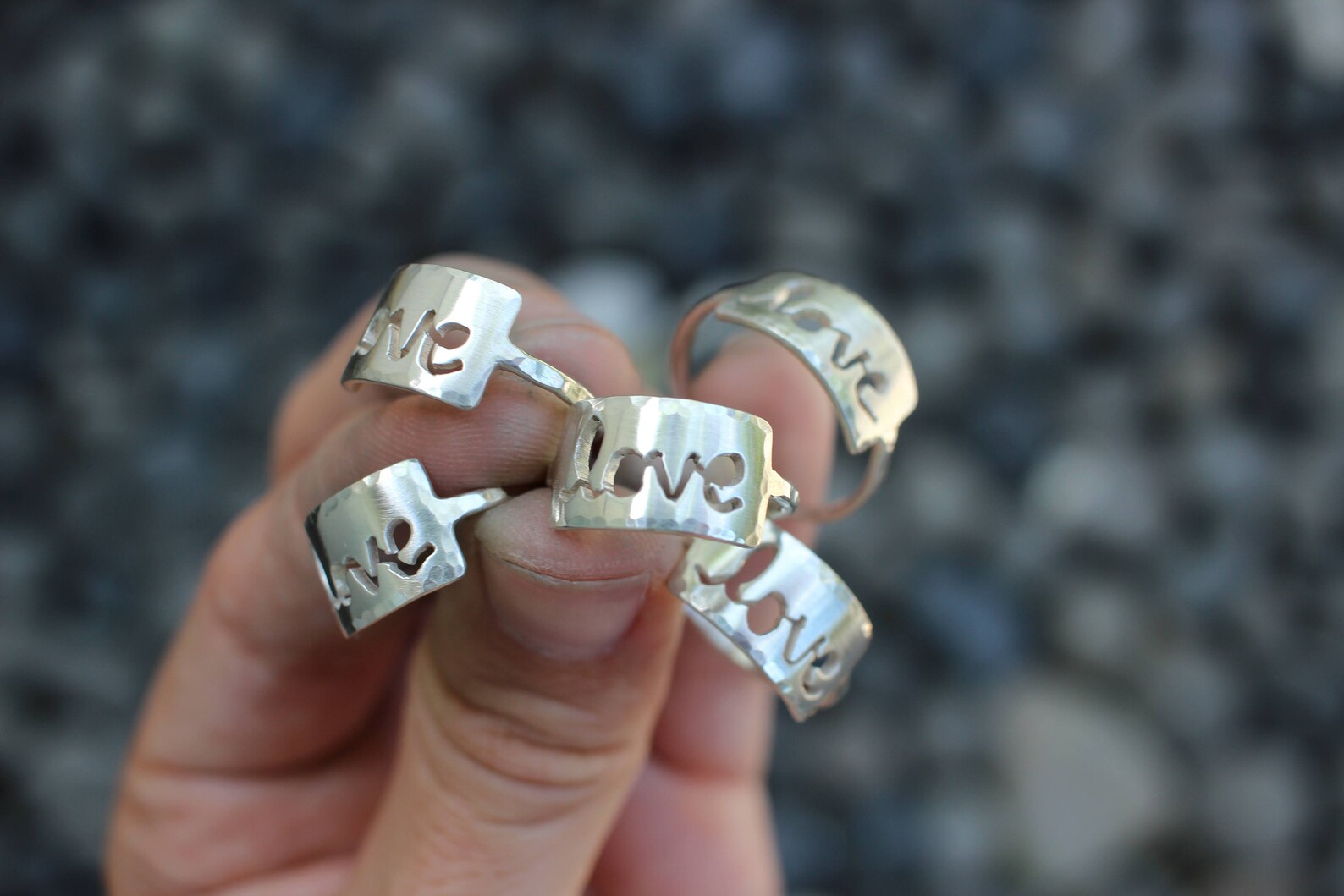 Cursive Love Ring Hand Sawed Love Word Ring Love Note Ring | Etsy UK