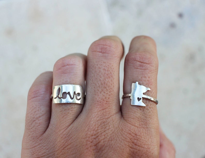 Cursive Love Ring Hand Sawed Love Word Ring Love Note Ring - Etsy