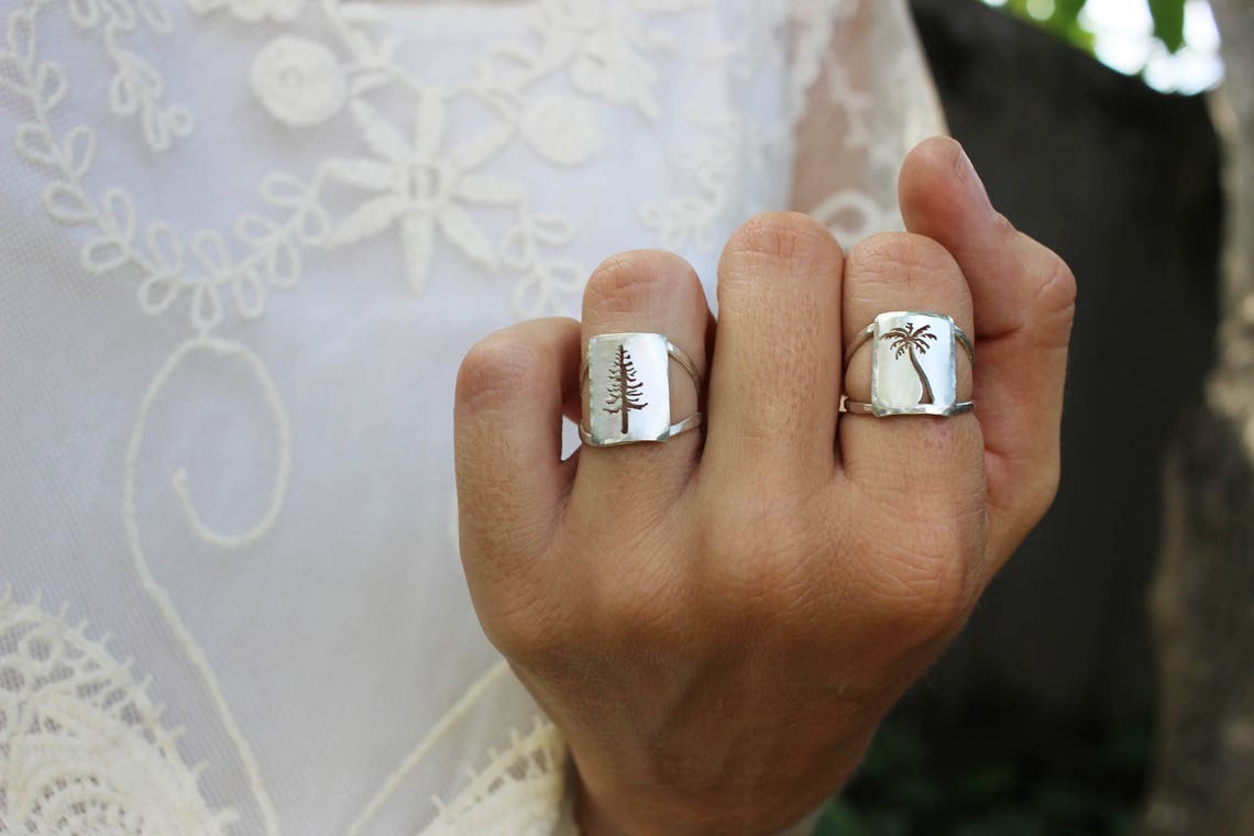 Under the Pine Tree Ring Tree Ring Mountain Jewelry | Etsy