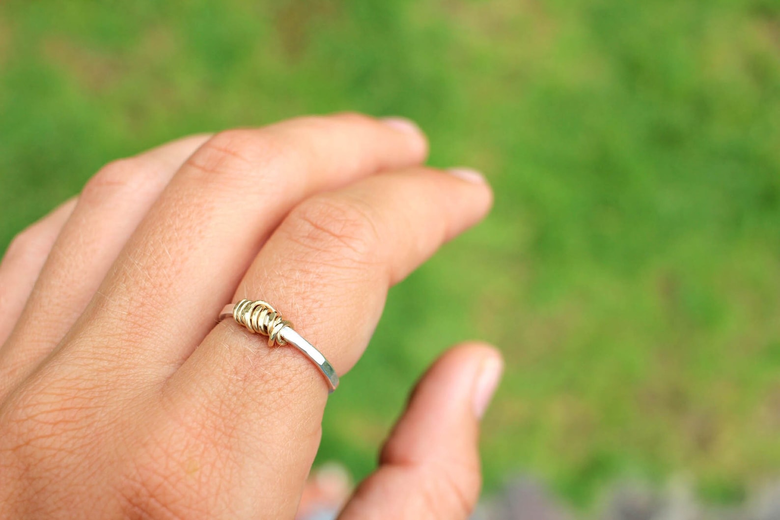 Spun Gold Ring Silver and Gold Winding Ring Simple but - Etsy