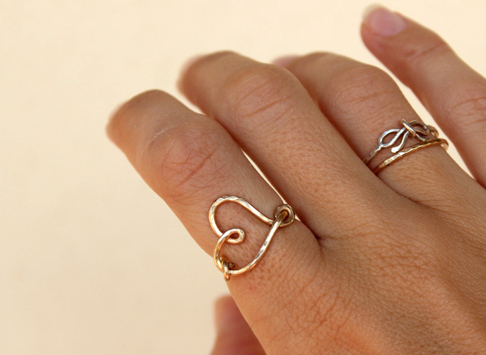 Gold Funky Heart Ring - Etsy