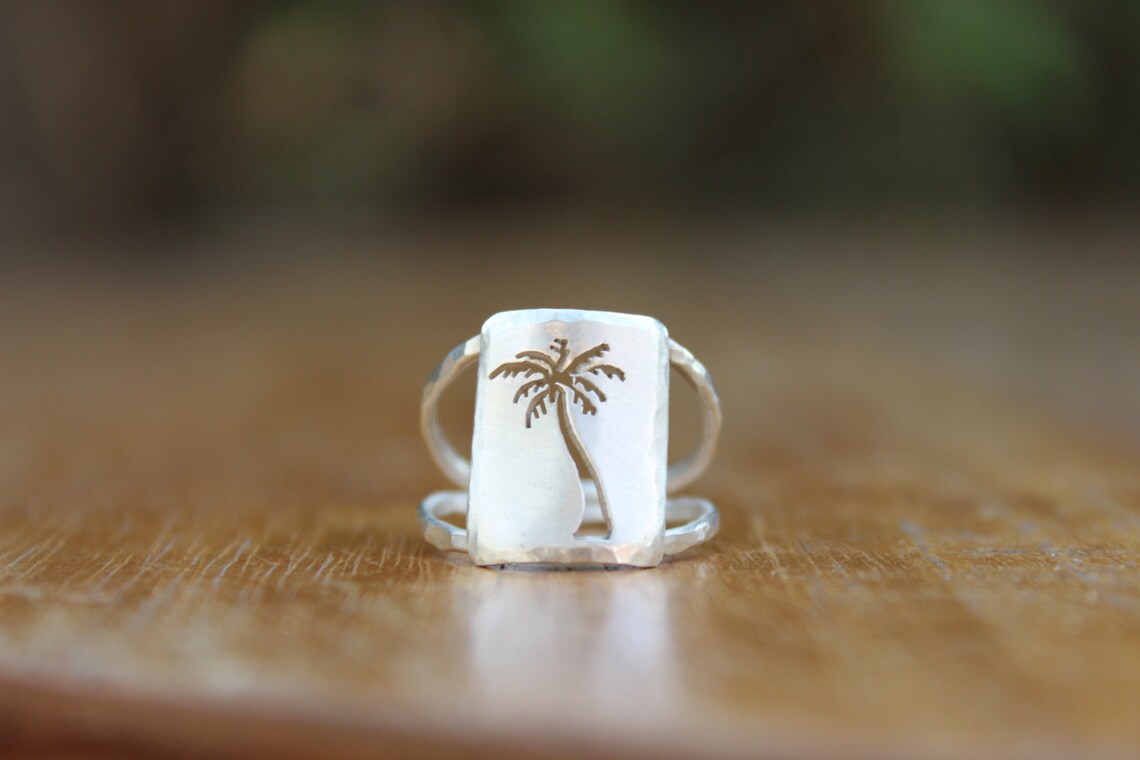 Under the Palm Tree Ring Tropical Jewelry Beachy Palm - Etsy