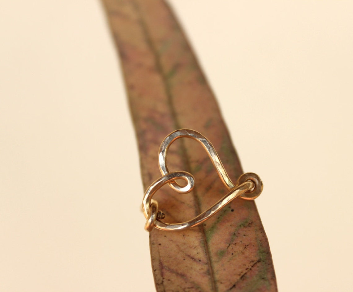 Gold Funky Heart Ring - Etsy