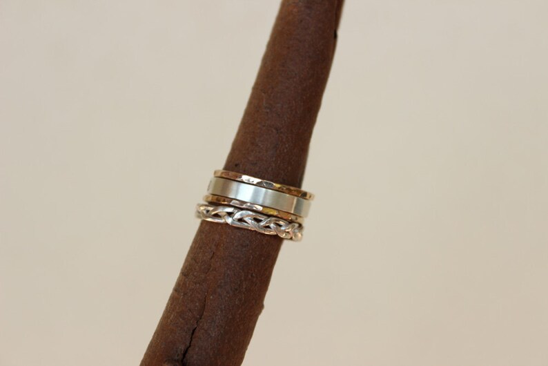 Braided Gold and Custom Stamped Stacking Rings Set - Etsy