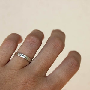 Personalized Stamped Ring - Love or Your Words - Etsy