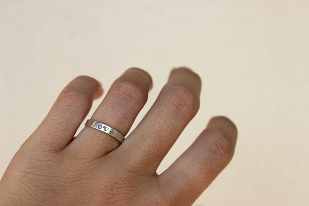 Personalized Stamped Ring Love or Your Words - Etsy