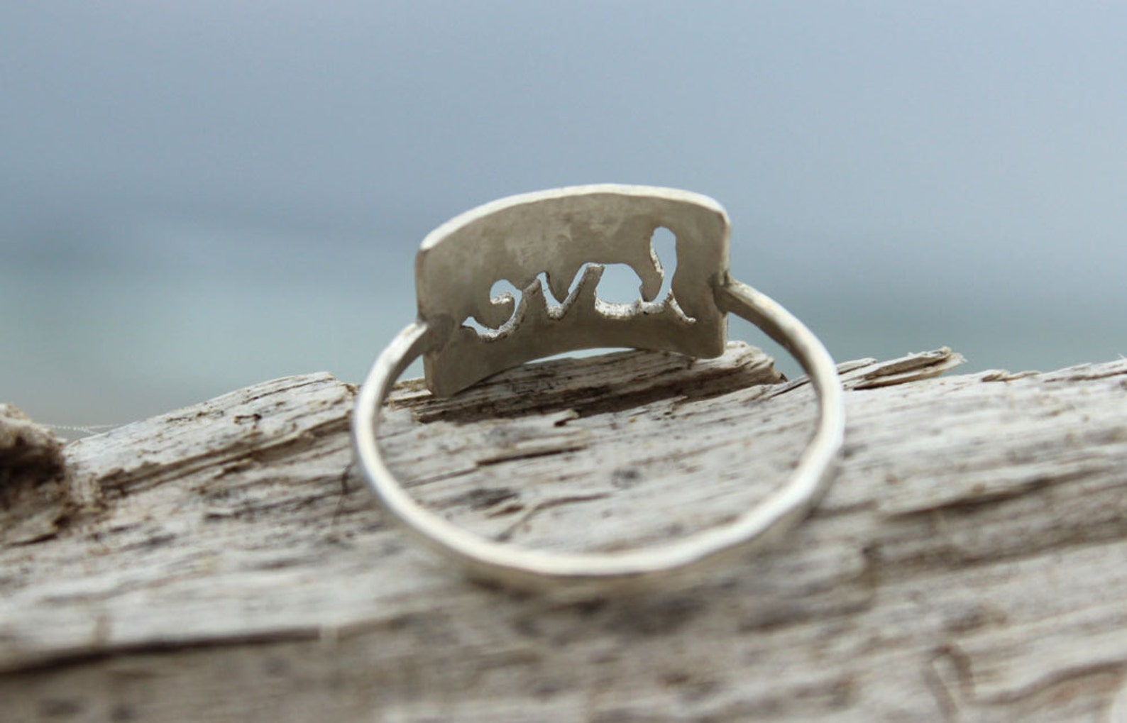 Cursive Love Ring Hand Sawed Love Word Ring Love Note Ring - Etsy