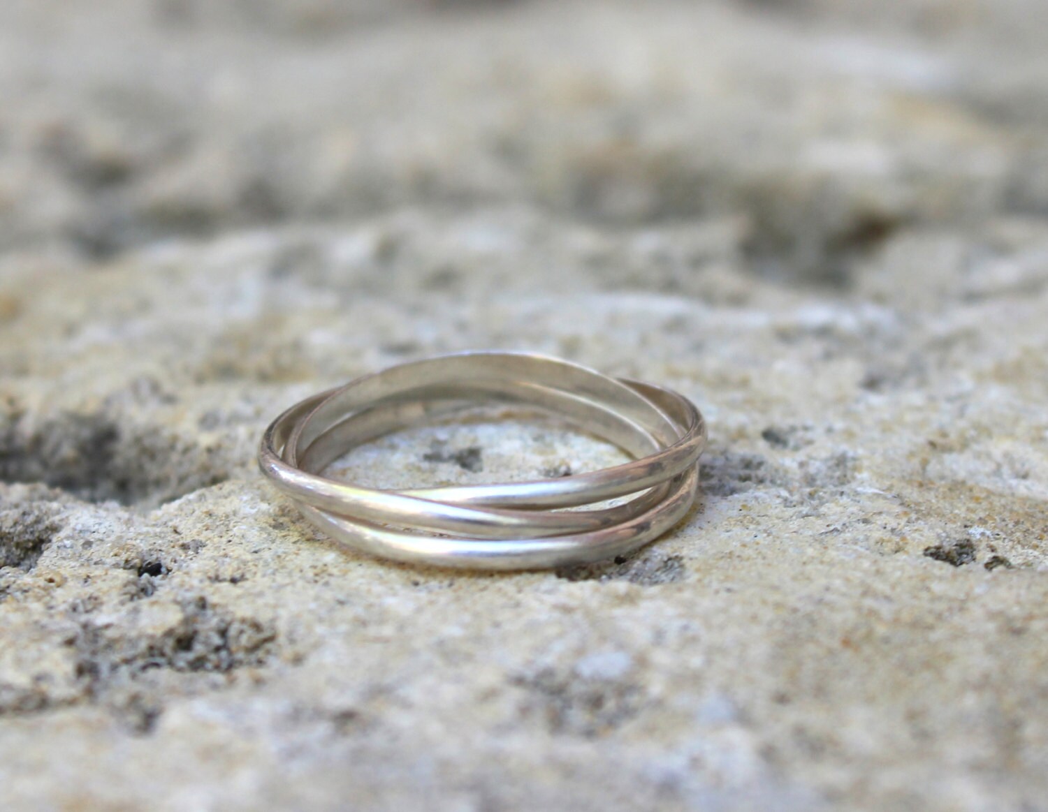 Three Band Rolling Ring Russian Wedding Ring Interlocking - Etsy
