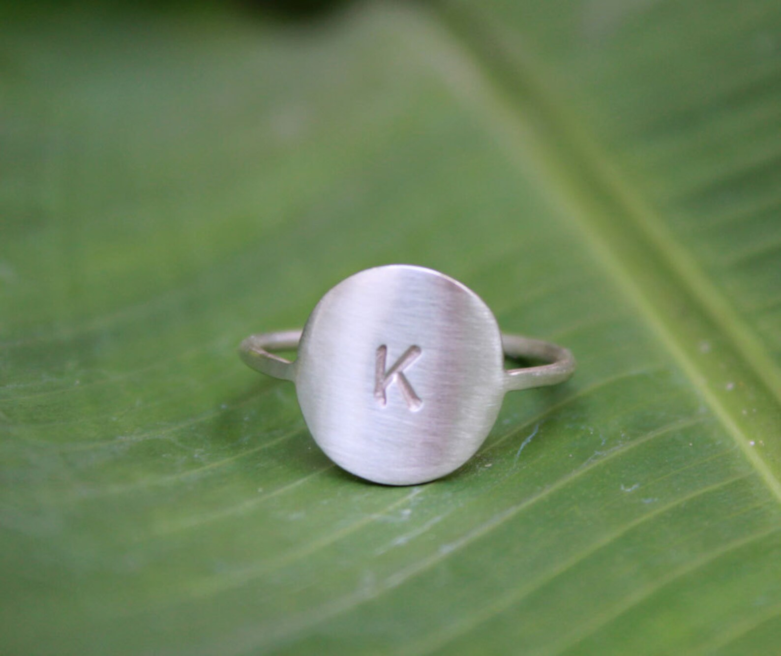 Initial Disc Ring Personalized Letter Circle Ring Bridesmaid - Etsy