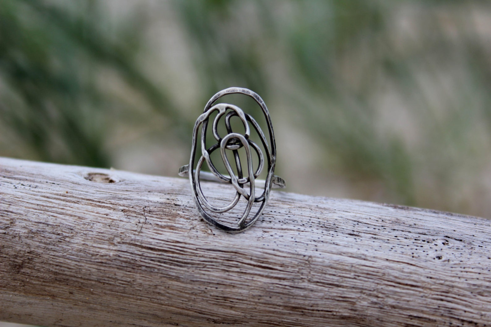 Scribble Ring Sterling Silver Statement Ring Artistic Ring - Etsy