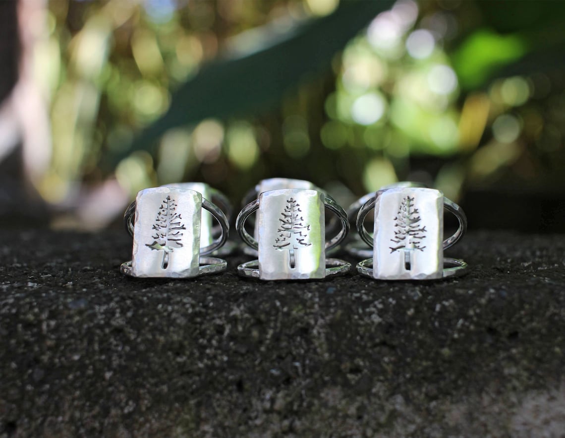 Under the Pine Tree Ring Tree Ring Mountain Jewelry | Etsy