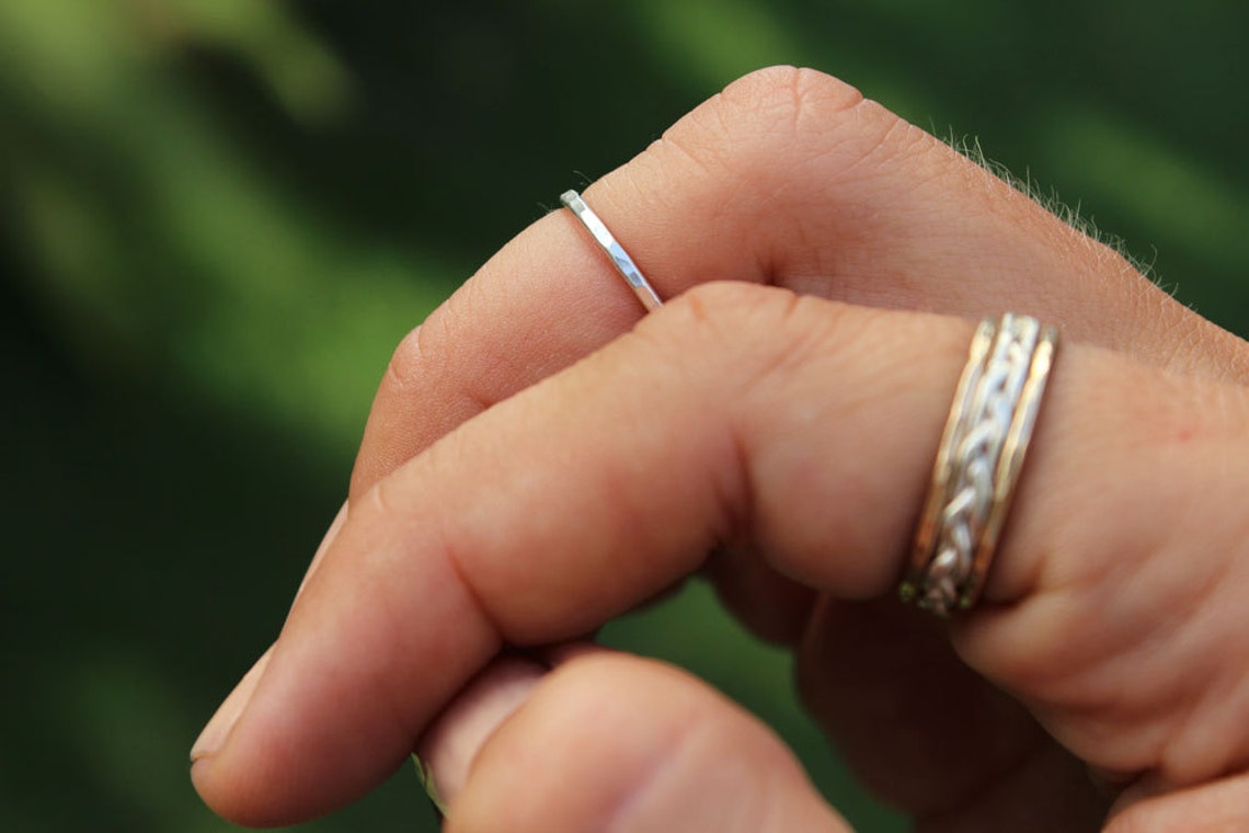 Simple Silver Midi Ring or Stacking Ring - Etsy