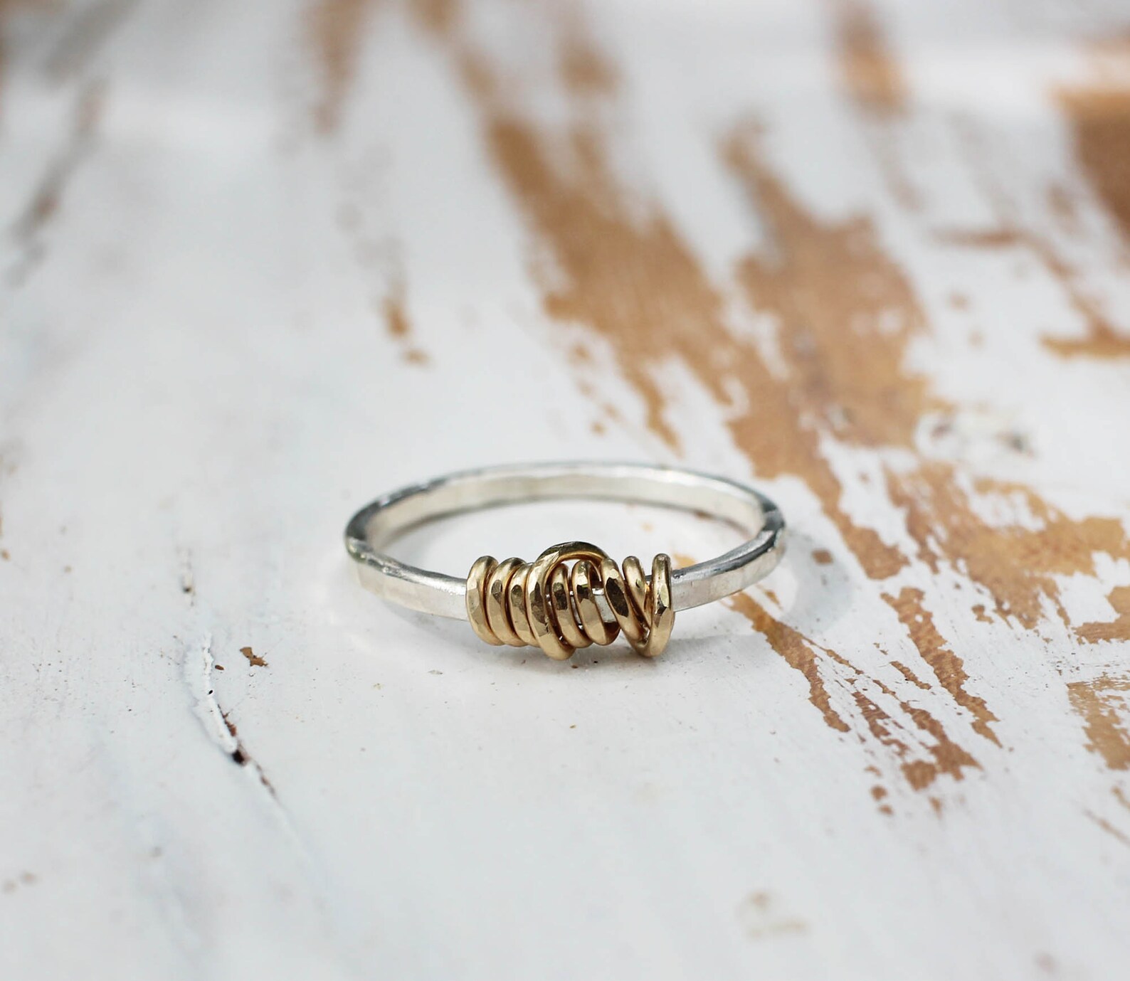Spun Gold Ring Silver and Gold Winding Ring Simple but - Etsy