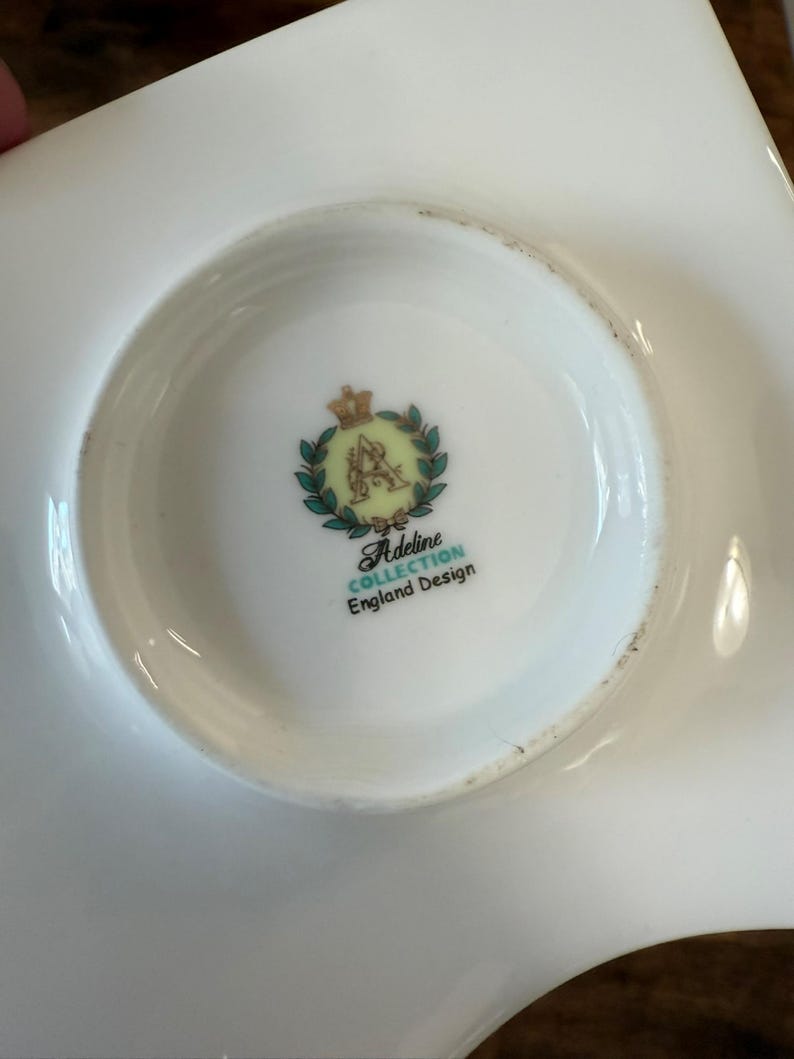 Adeline Butterfly Tea Cup Snack Plate Floral Blue Gold Trim England ...