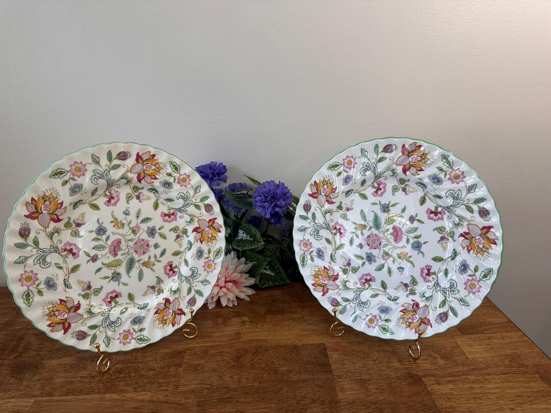 Minton Haddon Hall Plates Set of 2 Bone China Floral Scalloped Edge ...