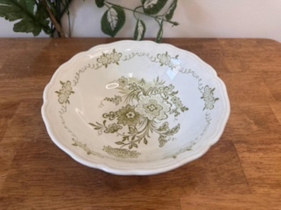J&G Meakin Hathaway Ironstone Soup Bowl Green Floral Royal ...
