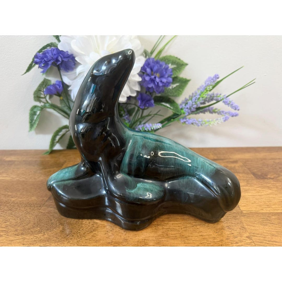 Vintage Blue Mountain Pottery Seal Canadian Art Green Drip Glaze ...