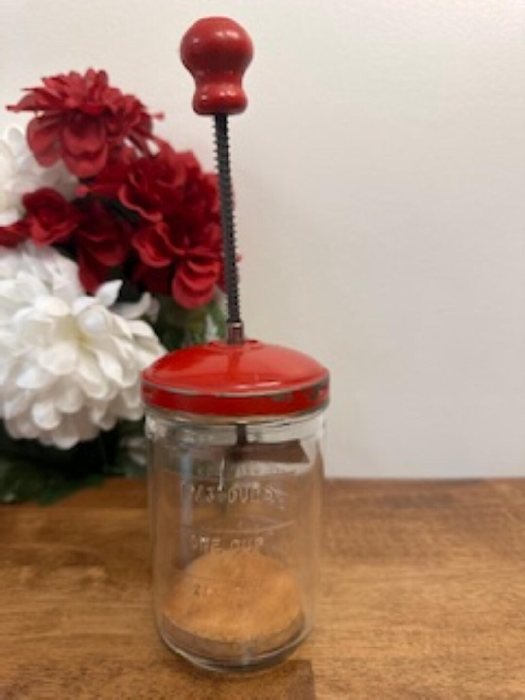 Vintage Glass Nut Chopper Manual Grinder With Measuring Jar and Wooden ...