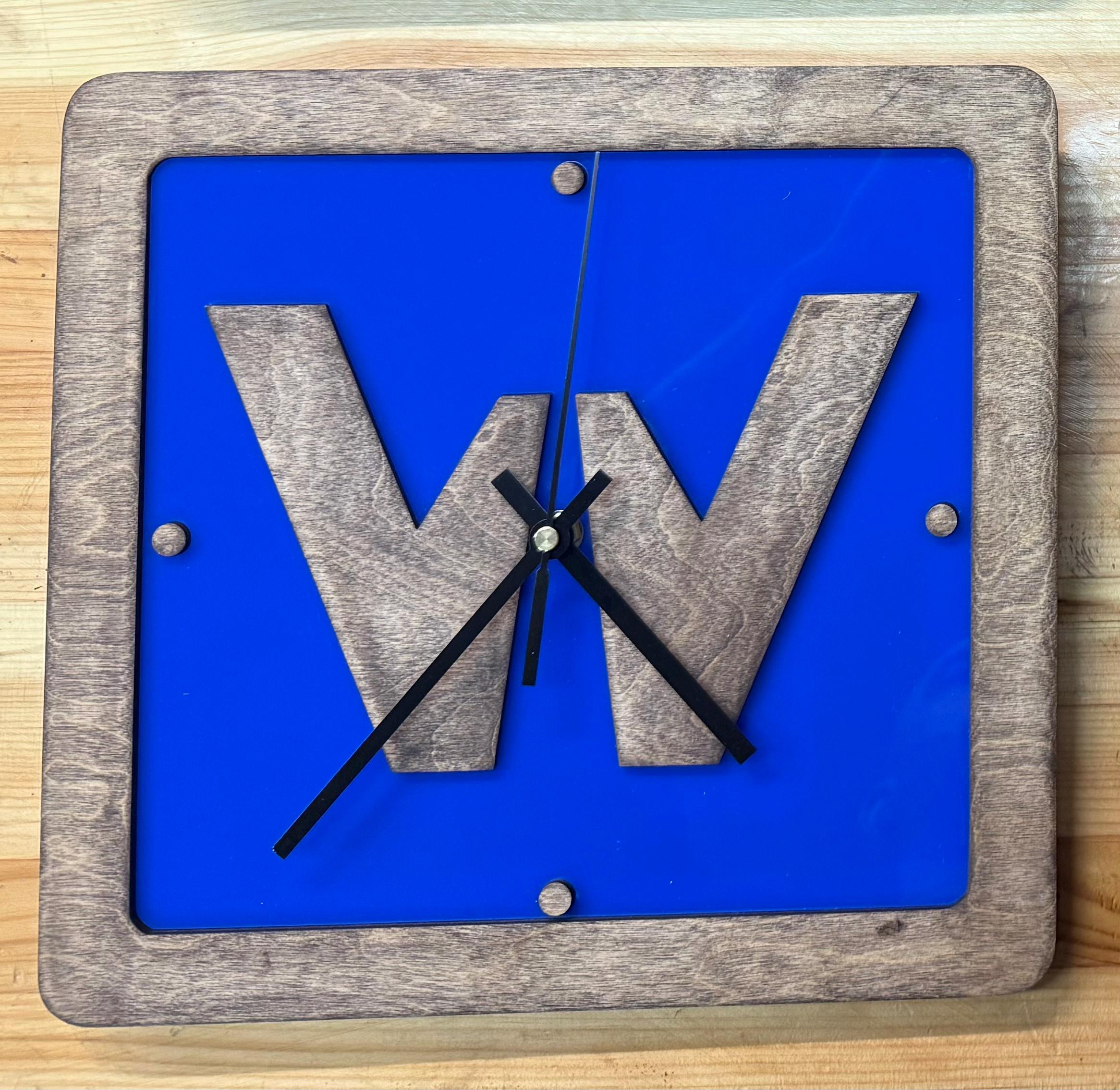 Custom "w" Clock Made With Plywood and Colored Acrylic Plates - Etsy