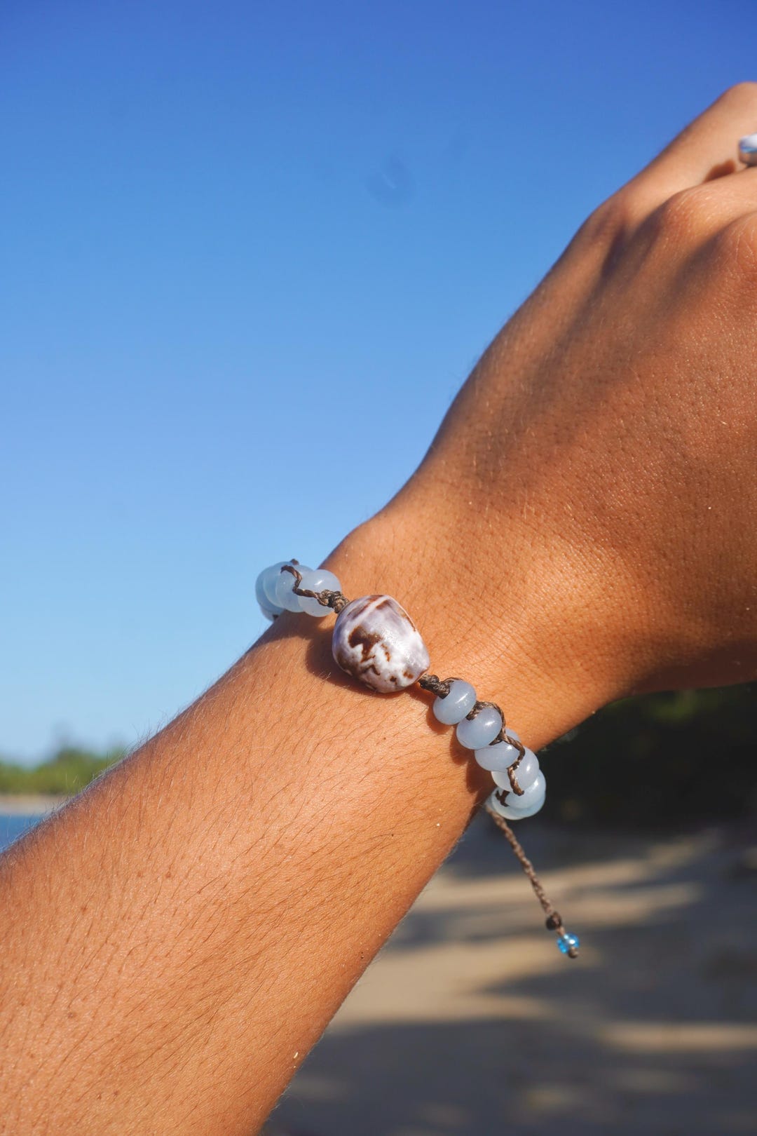 Macrame Cone Shell Bracelet - Aqua Quartz - Etsy