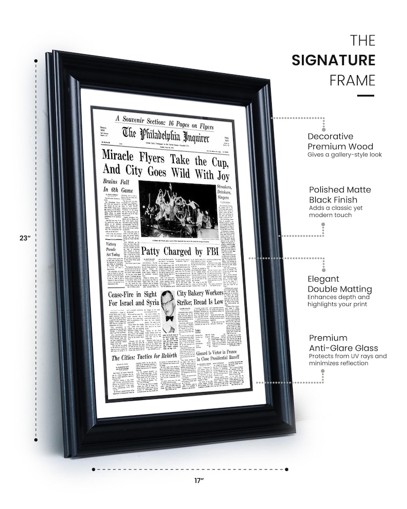 1974 Philadelphia Flyers Stanley Cup Champions Framed Newspaper Print ...