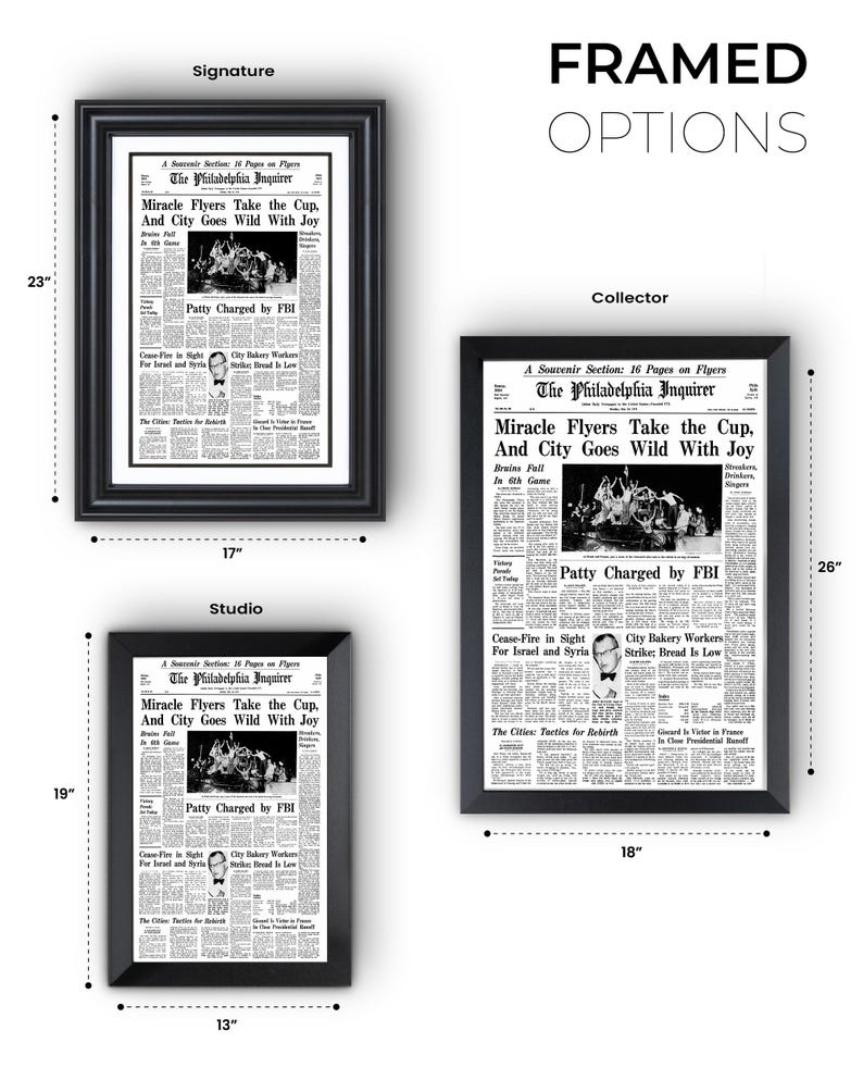 1974 Philadelphia Flyers Stanley Cup Champions Framed Newspaper Print ...