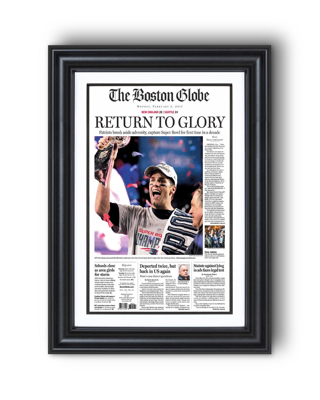 2015 New England Patriots “RETURN TO GLORY” Super Bowl Champions Framed ...