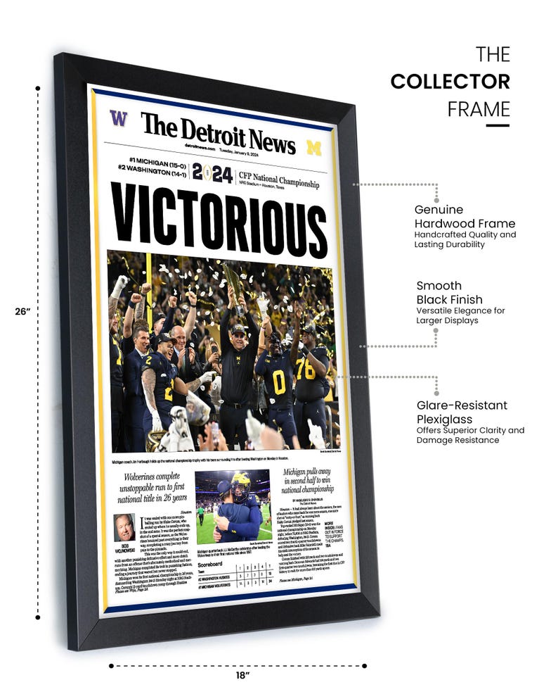 2024 Michigan Football National Champions “VICTORIOUS” Framed Front ...