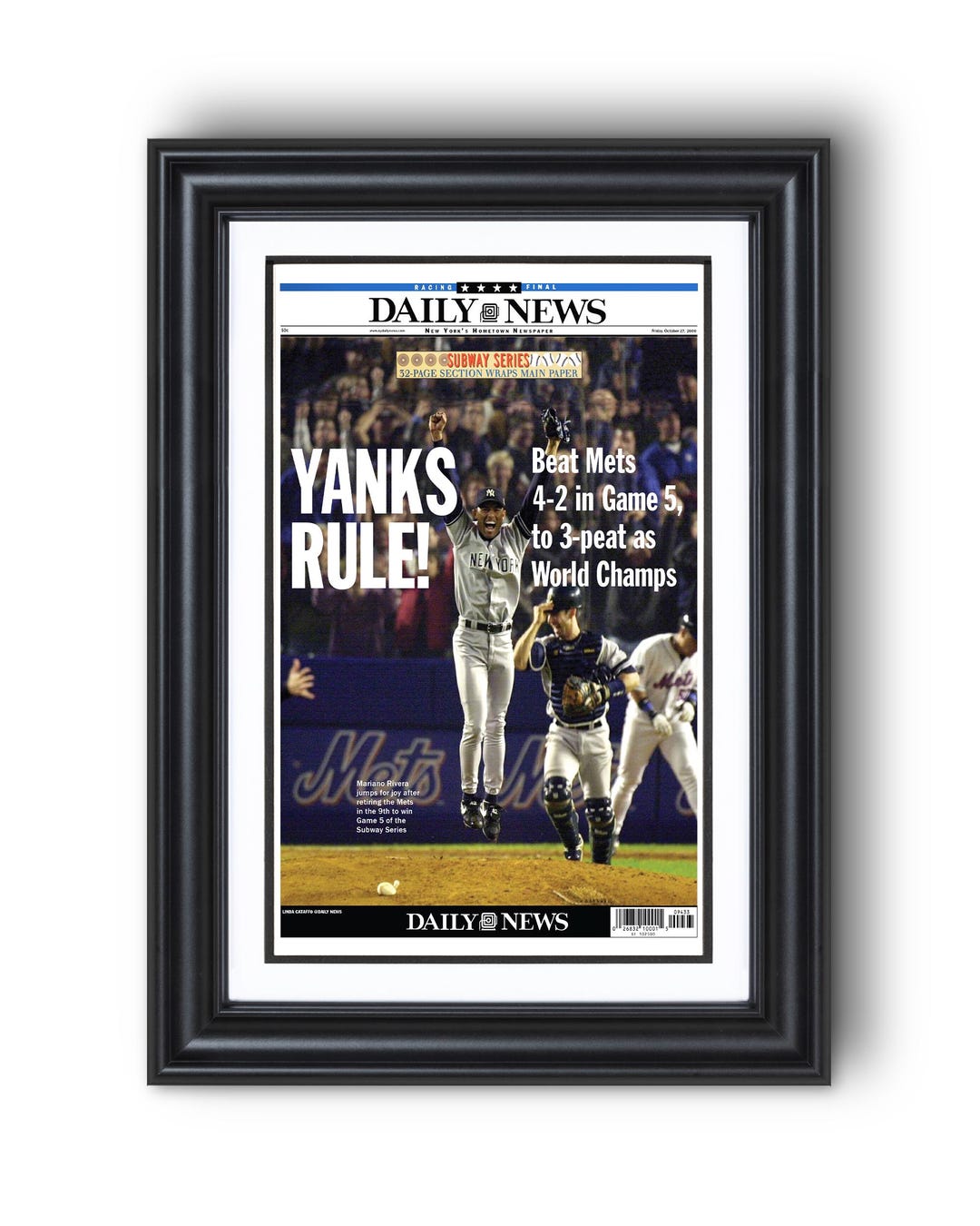 2000 New York Yankees World Series Champions “YANKEES RULE!” Framed Front Page Newspaper Print ...