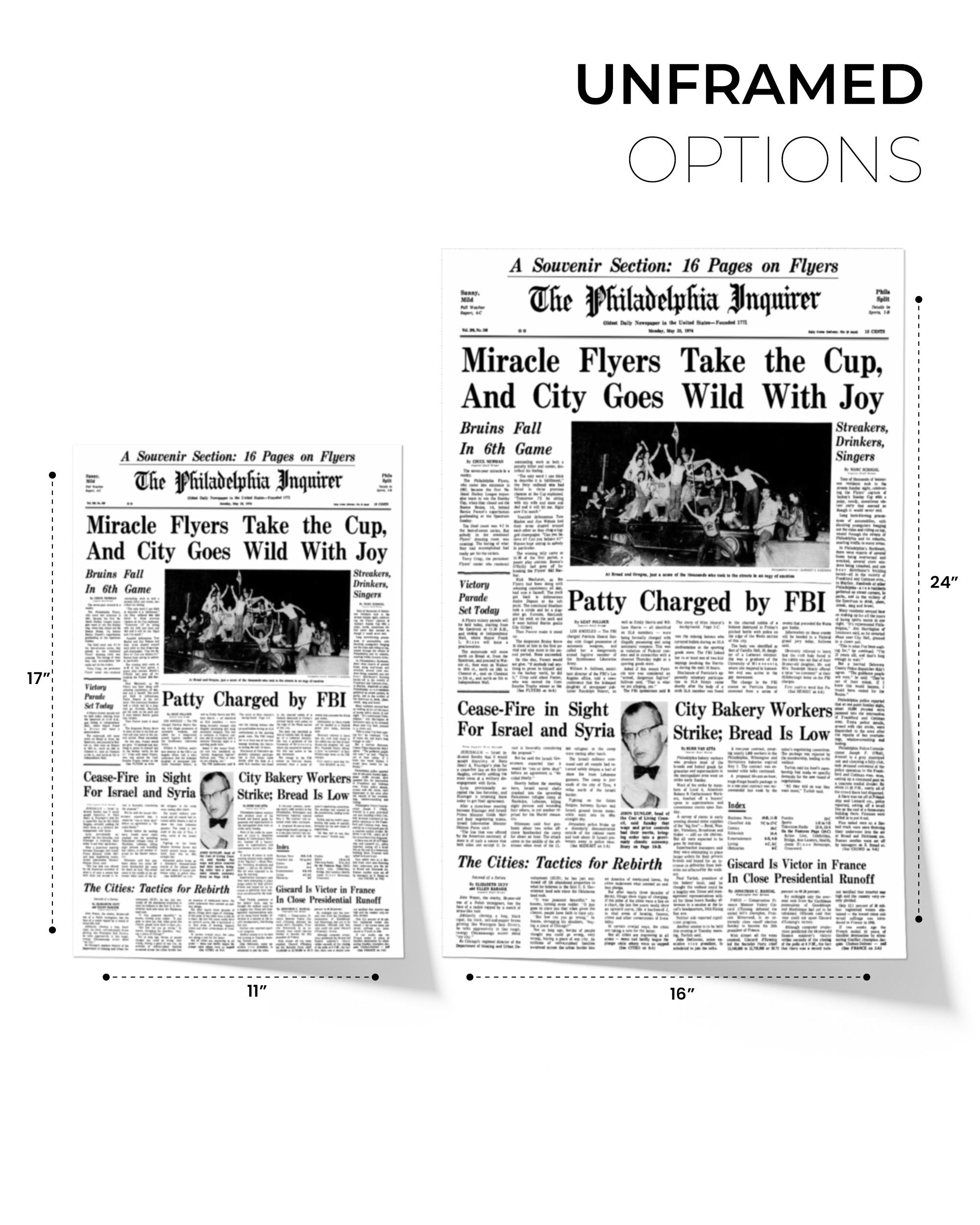 1974 Philadelphia Flyers Stanley Cup Champions Framed Newspaper Print ...