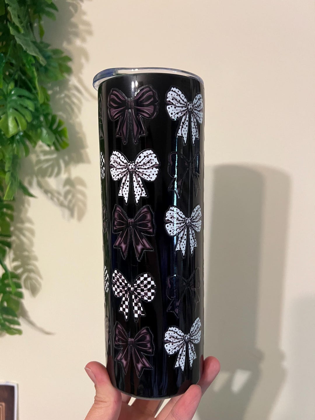 Black Bows Tumbler 20oz Double Wall Stainless Steel With Straw and Leak ...
