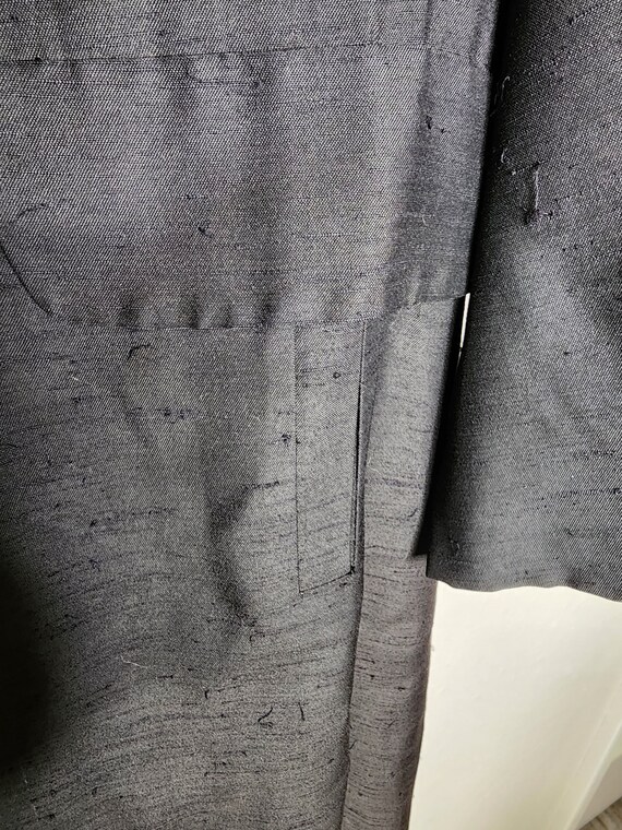 1960s Black Raw Silk Vintage Boxy Coat - Gem