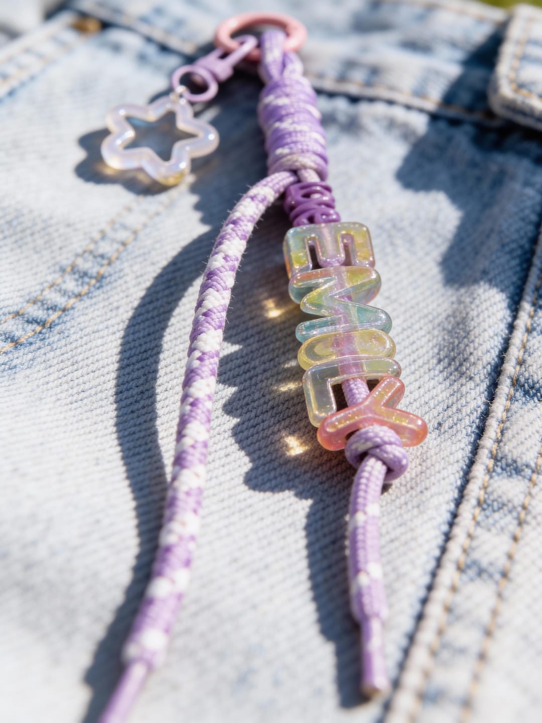 Personalized Beaded Name Keychain, Chunky Shoelace Bag Charm - Etsy