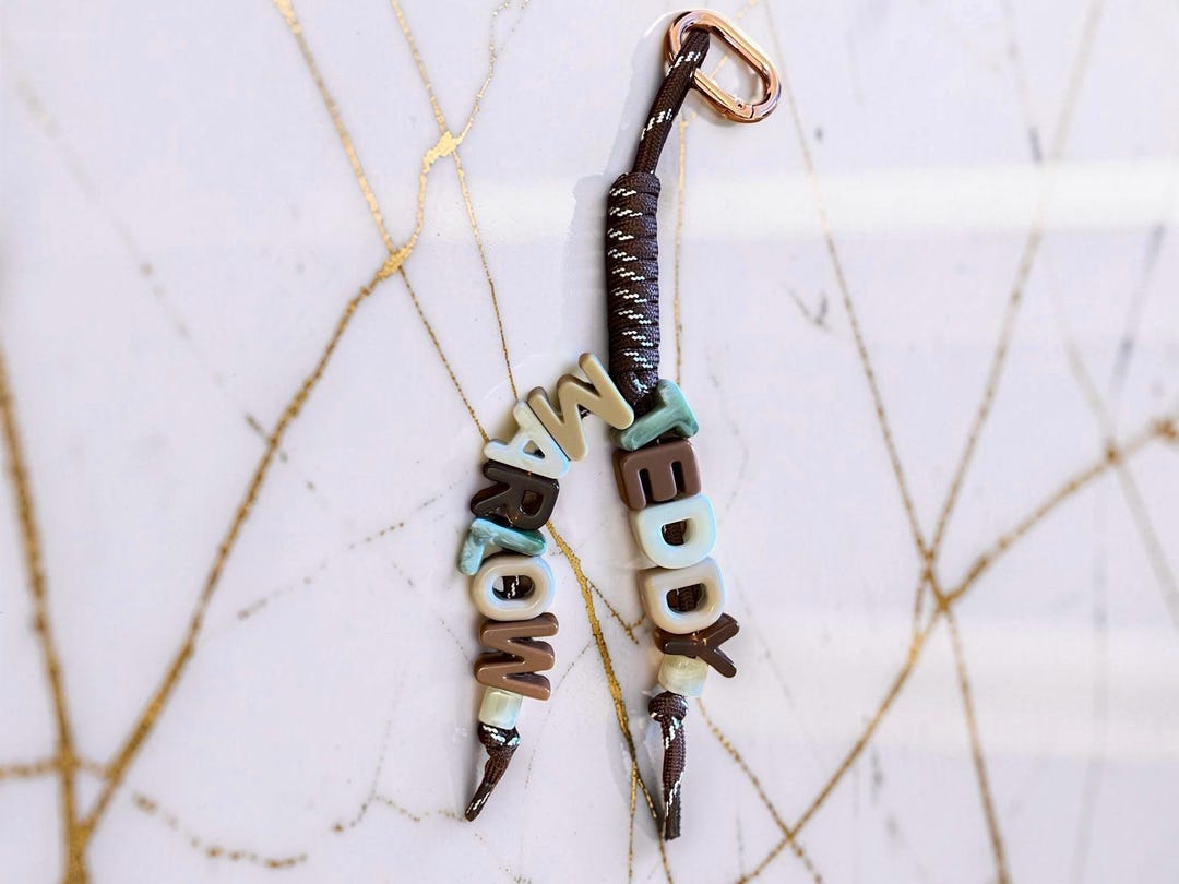 Personalized Chunky Shoelace Keychain, Colorful Letter Beads, Bag Charm ...