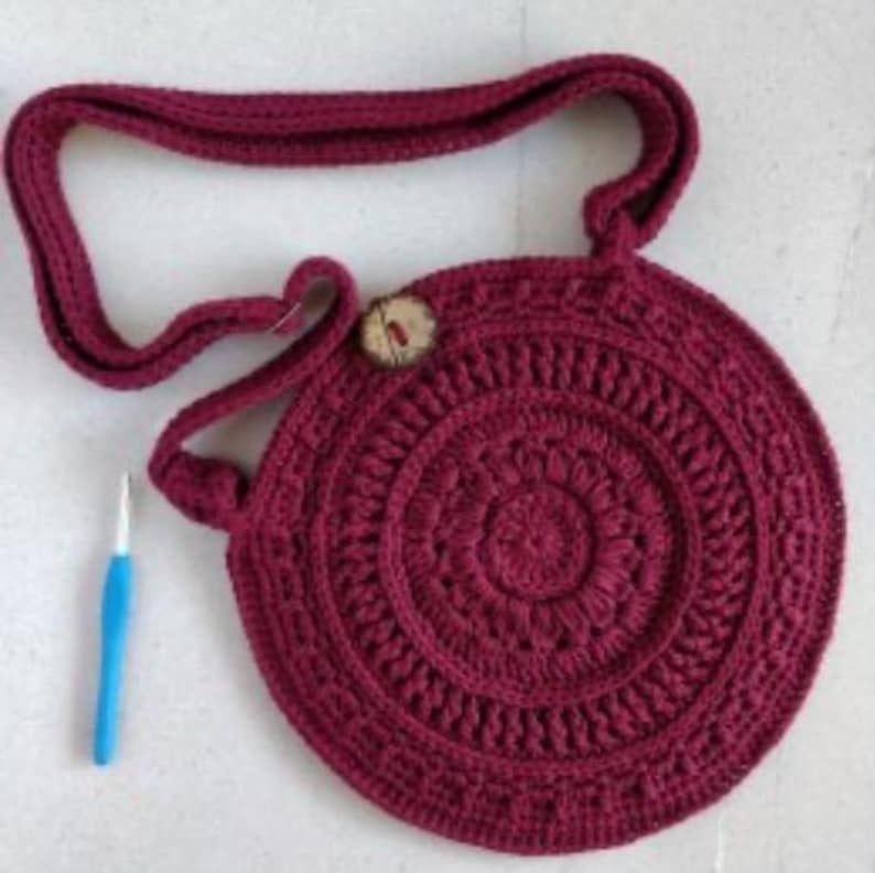 Boho Crochet Round Bag Pattern – Circle Shoulder Bag Tutorial - Mandala Bag - Crossbody Purse - Etsy