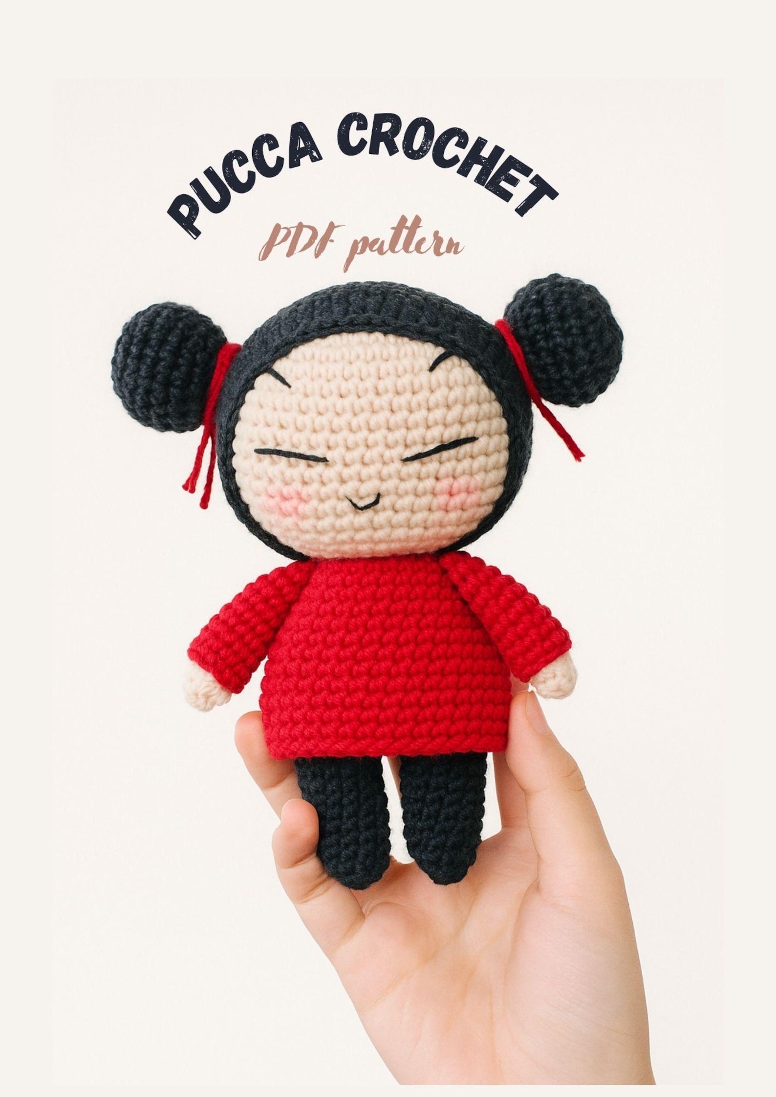 Pucca Crochet Pattern, Chibi Doll With Buns ,cute Japanese Cartoon ...