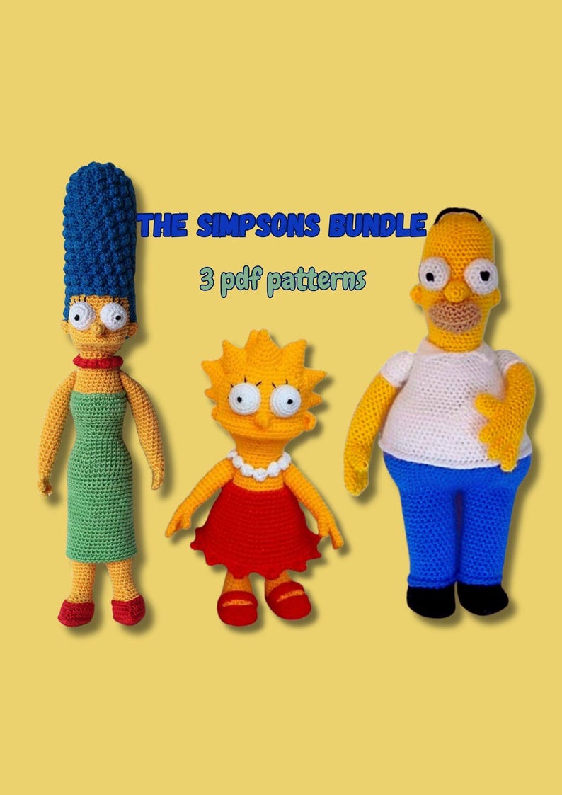 The Simpsons Crochet Patterns, Three Patterns Bundle, Lisa, Marge and ...
