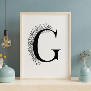 Letter G Monochrome Digital Download Art Work - Alphabet Print With ...
