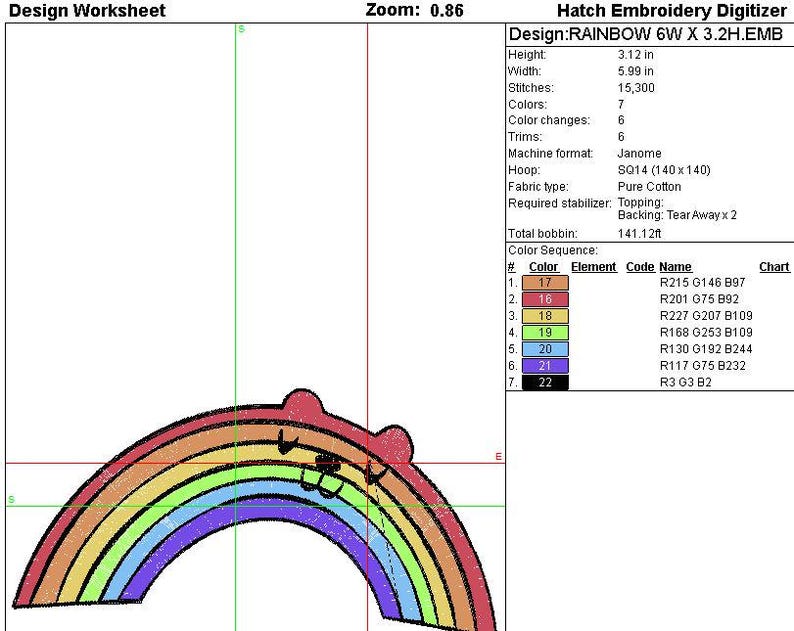 Cat Rainbow Embroidery Design, Instant Download, 4 Sizes Embroidery ...