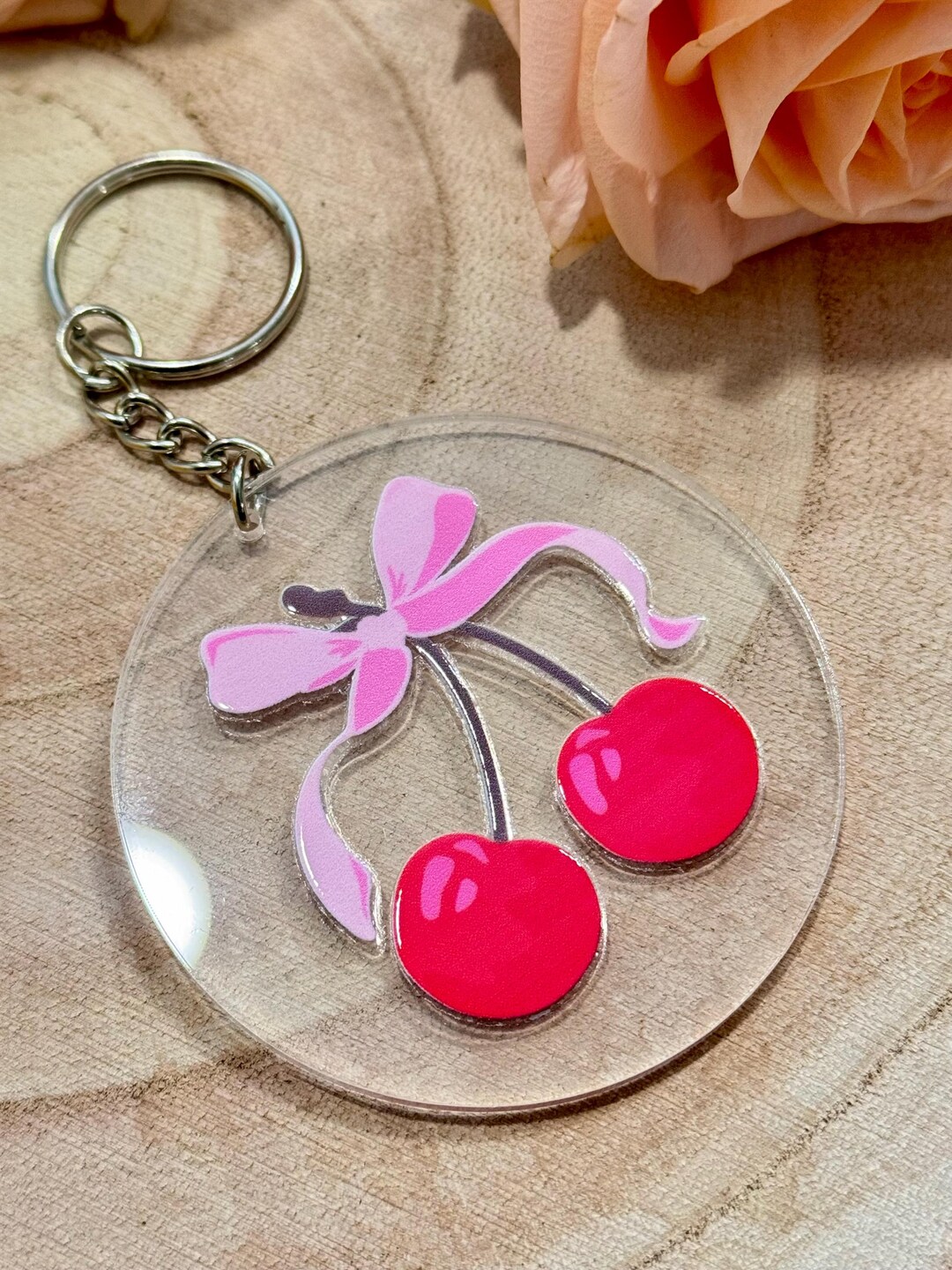 Cute Cherry Bow Keychain Custom Design | Pick Personalized Keychains ...