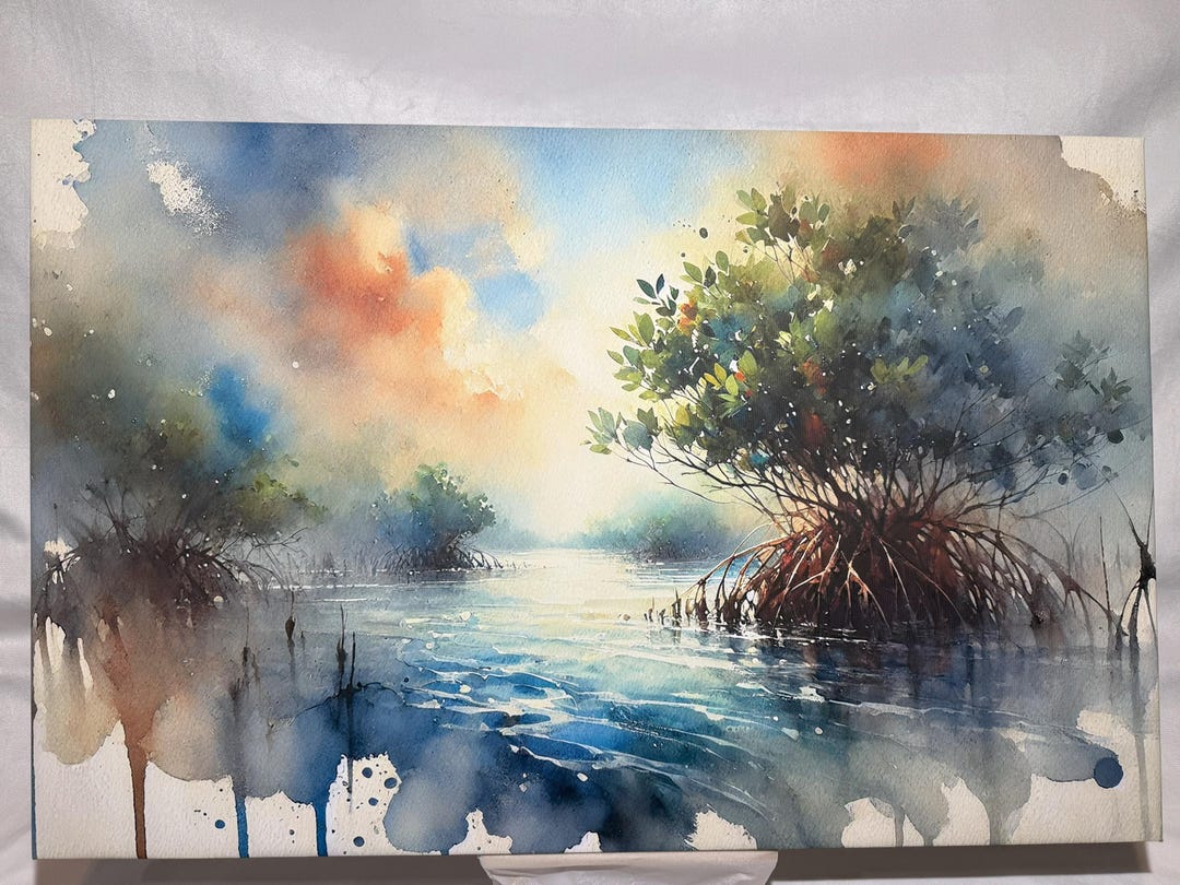 Watercolor Mangroves | Wall Art | Abstract | Large Canvas | Ready to ...