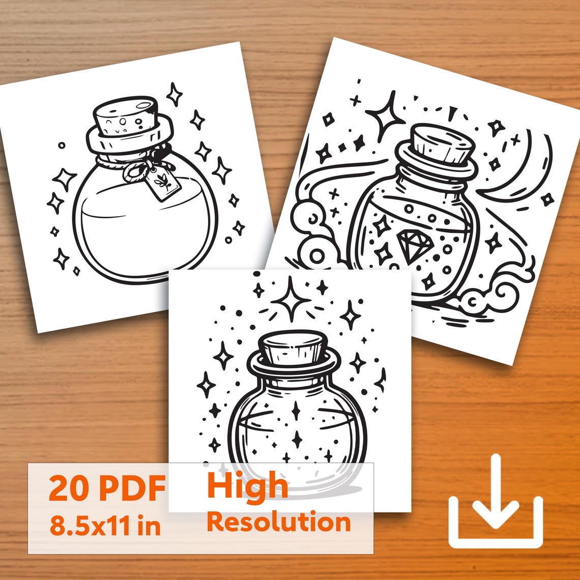 Magic Potion Jars Coloring Pages – Brew up Some Whimsical Fun! - Etsy