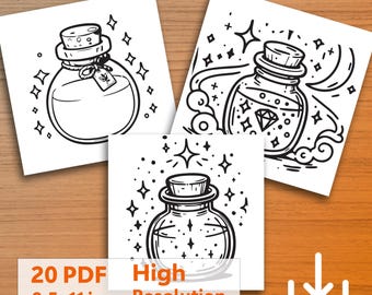 Magic Potion Jars Coloring Pages – Brew up Some Whimsical Fun! - Etsy