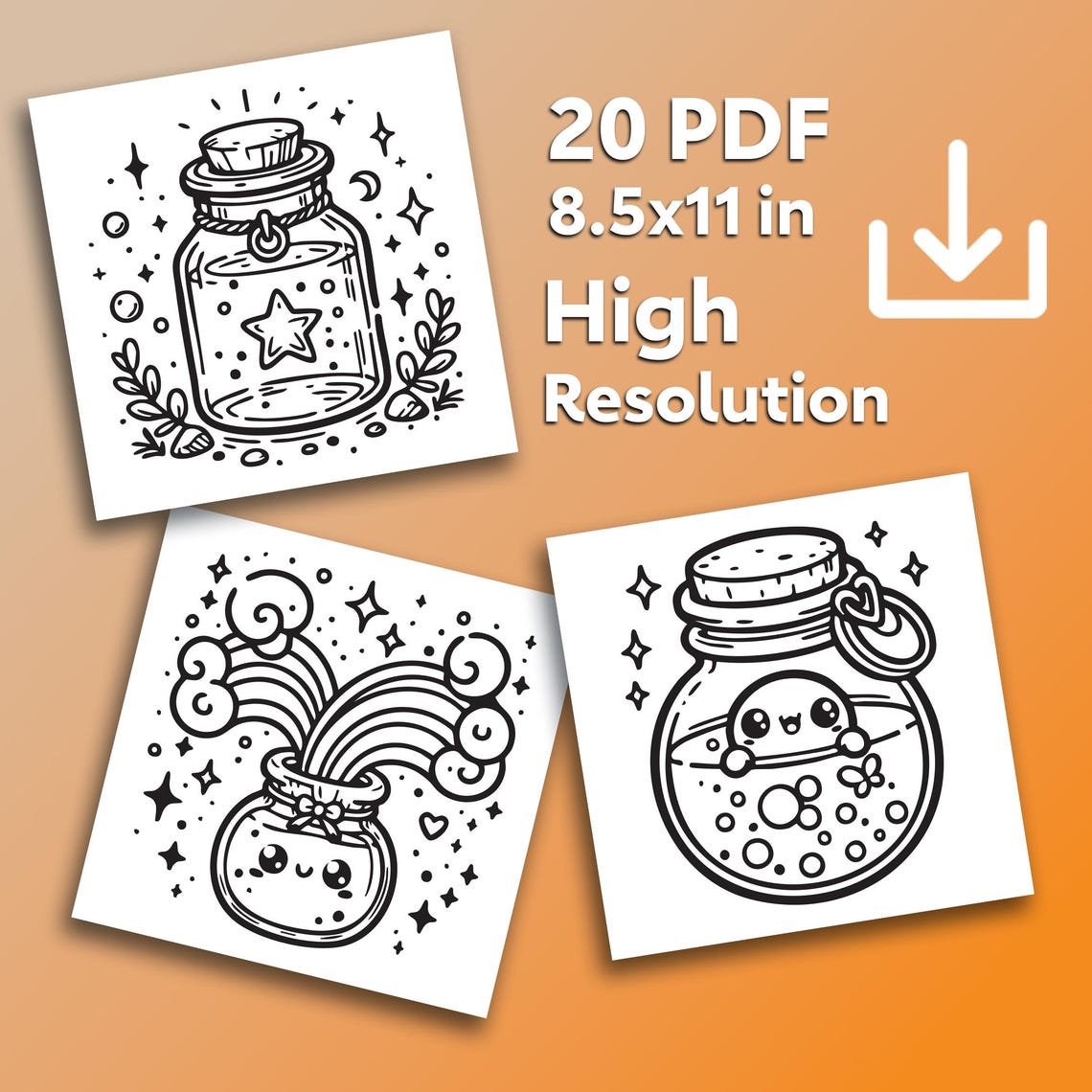 Magic Potion Jars Coloring Pages – Brew up Some Whimsical Fun! - Etsy