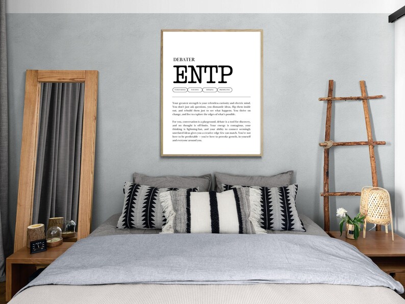 ENTP Wall Art, Black and White Print, Myers Briggs Decor, Personality ...
