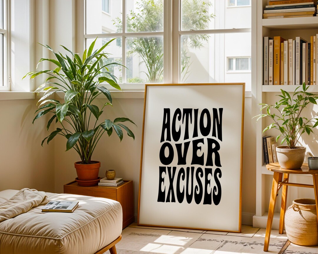 Motivational Poster, Action Over Excuses Quote, Growth Mindset, Sports ...