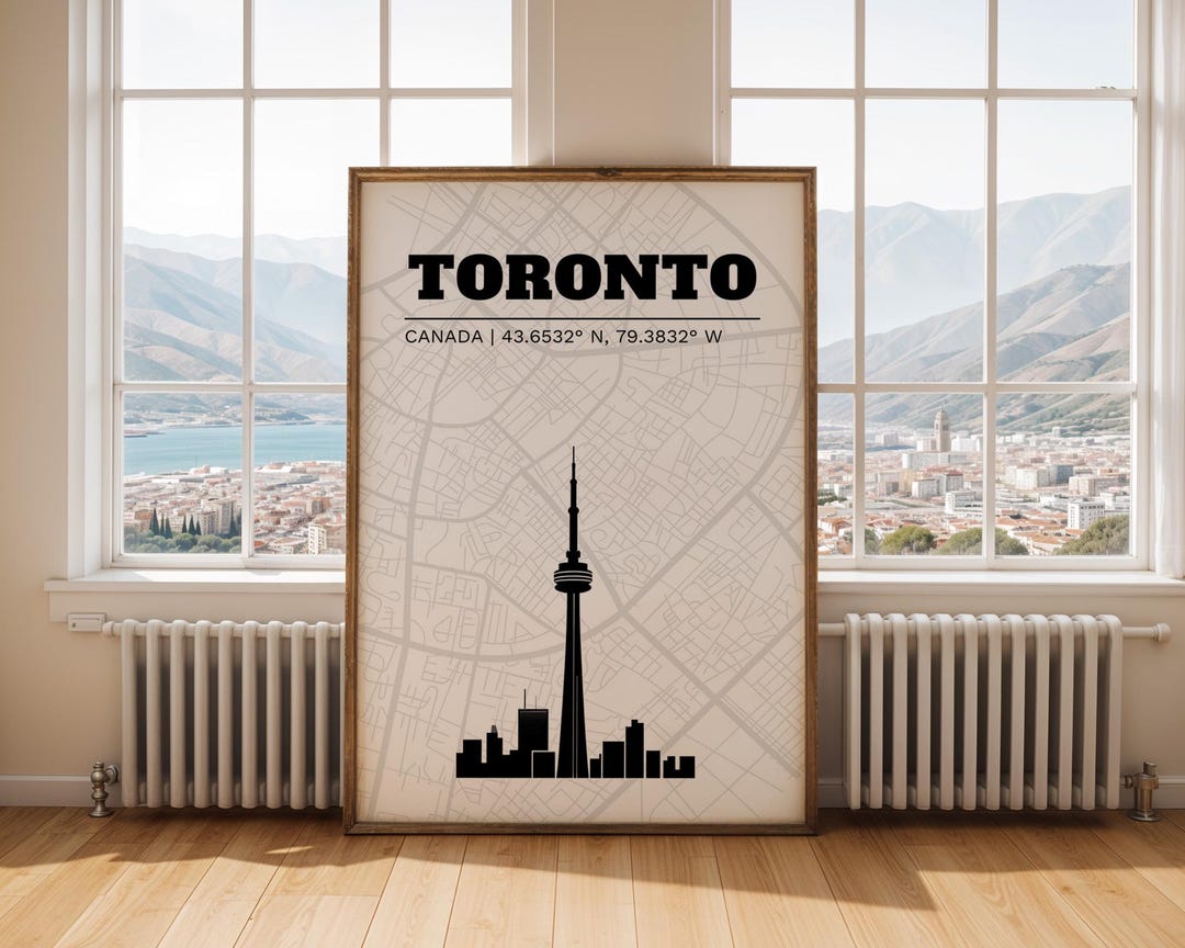 Toronto Travel Poster, CN Tower Art, Downtown Toronto Print, Ontario ...