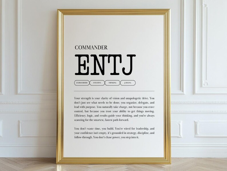 ENTJ Myers Briggs Personality Wall Art, MBTI Art Print, 16 ...