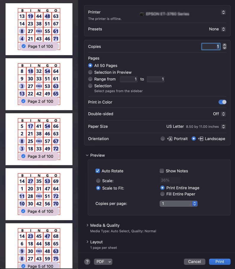 Smiley Face Bingo Sheets: Large Print, 100-page PDF (printable Game for ...